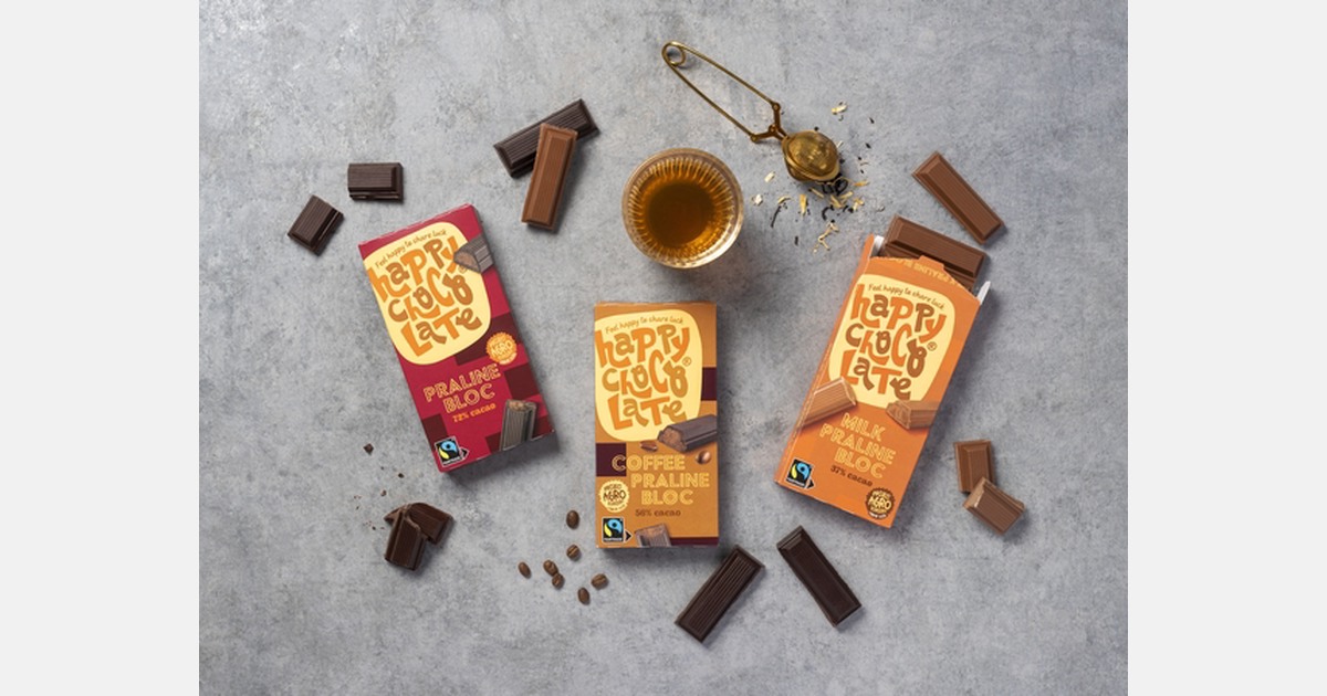 Fairtrade bio-chocolademerk in nieuw jasje en nu ook Praliné blocs